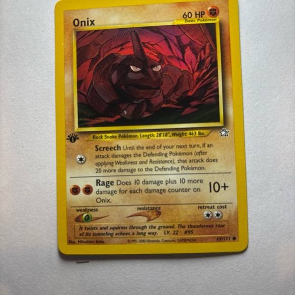 Pokemon | Toys | Vintage Pokemon Onix Trading Card Yellow And Red First ...